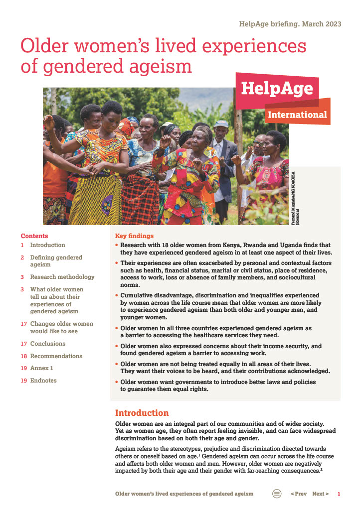 Older women's lived experiences of gendered ageism