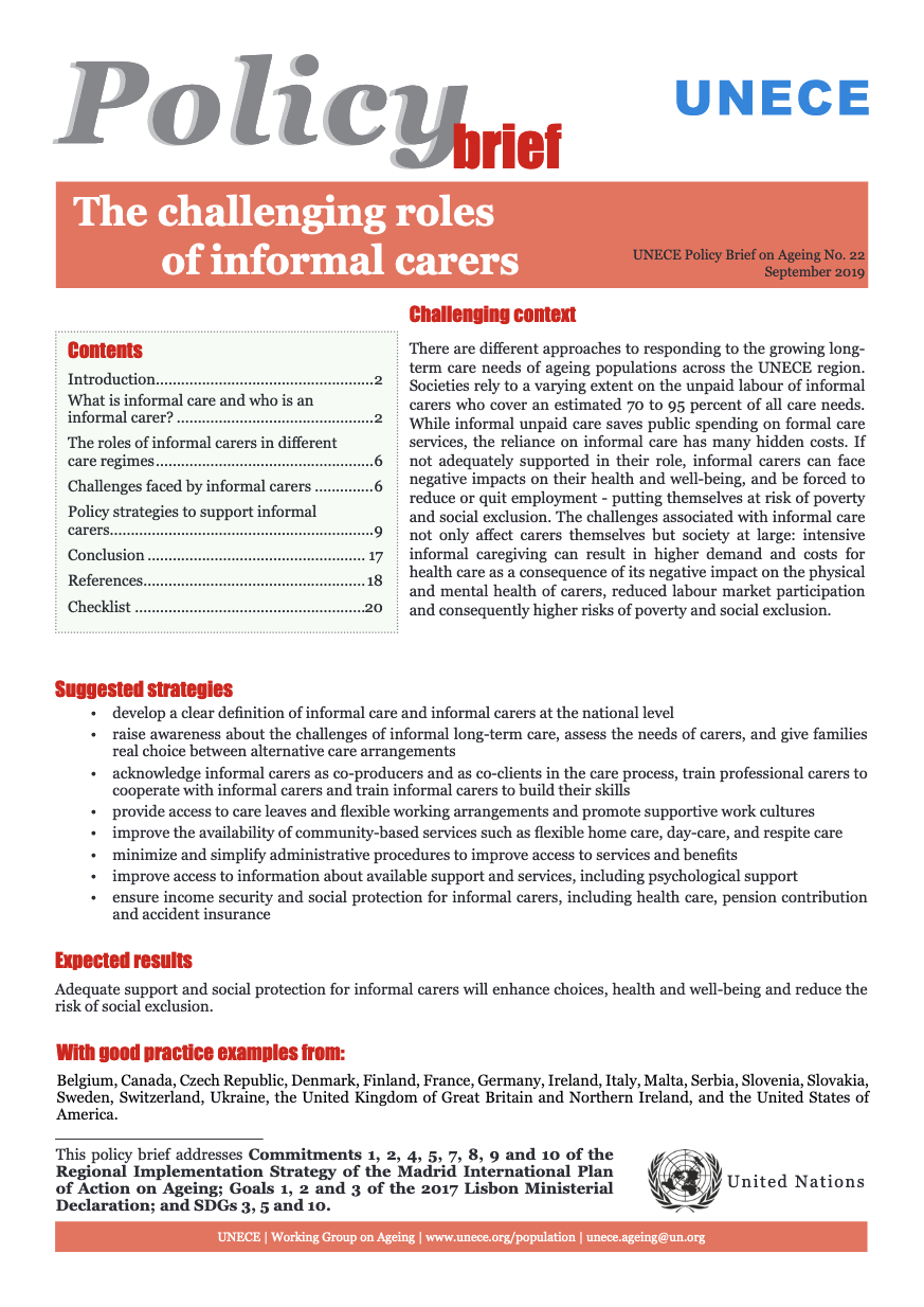 The challenging roles of informal carers - UNECE Policy Brief on Ageing ...